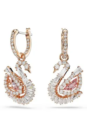 SWAROVSKI Crystal Swan Drop Earrings