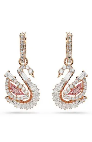SWAROVSKI Crystal Swan Drop Earrings
