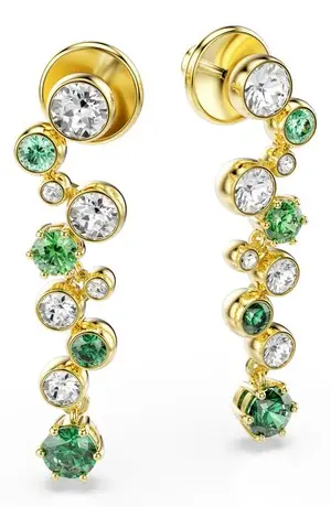SWAROVSKI Constella Crystal & Zirconia Drop Earrings - Gold/green