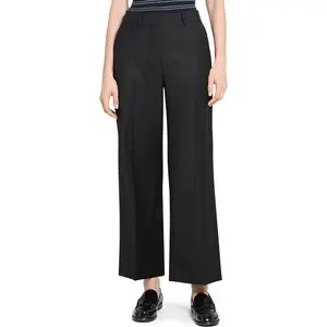 Theory Flannel Wide-leg Pants - Black