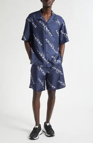 Givenchy Logo Print Silk Shorts