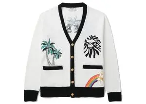 A BATHING APE Ape Head Embroidery Cardigan - White