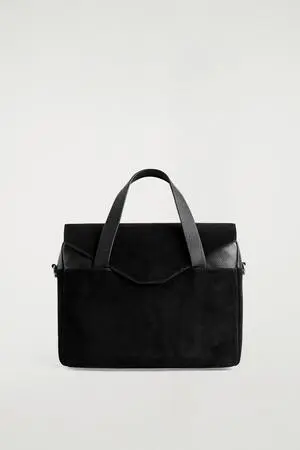 Cos Minimal Suede Briefcase - Black