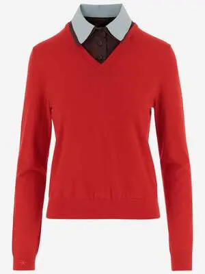 Tory Burch Wool Blend Sweater With Removable Collar