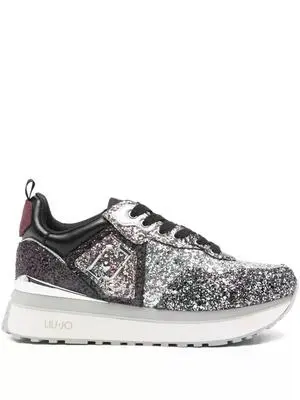 Liu Jo Logo-plaque Glitter Sneakers - Silver
