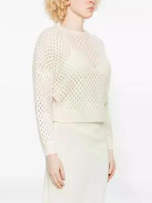 Max Mara Open-knit Long-sleeve Sweater - Neutrals