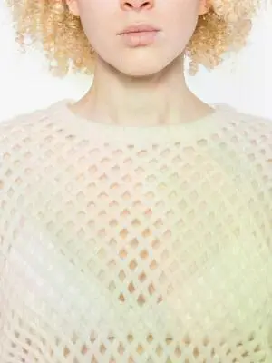 Max Mara Open-knit Long-sleeve Sweater - Neutrals