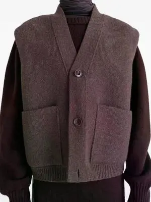 LEMAIRE Maxi Patch-pocket Sleeveless Cardigan