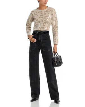 Aqua Sequin Leopard Sweater