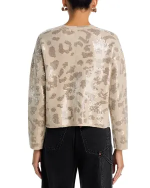 Aqua Sequin Leopard Sweater