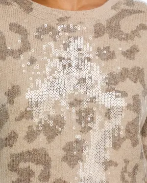 Aqua Sequin Leopard Sweater