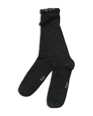 STEMS Metallic Ruffle Socks - Black