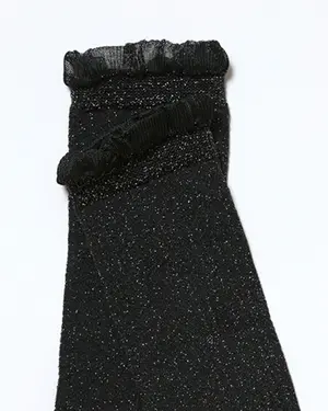 STEMS Metallic Ruffle Socks - Black