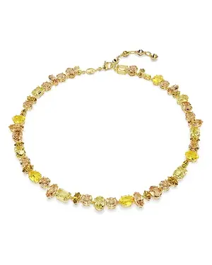 SWAROVSKI Gema Crystal Tennis Necklace - Yellow/gold