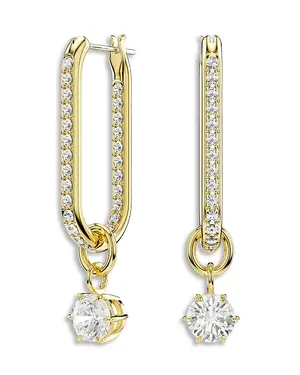 SWAROVSKI Constella Pave Link & Crystal Charm Drop Earrings - Gold