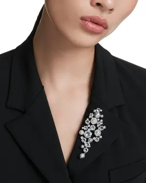 SWAROVSKI Constella Crystal & Faux Pearl Brooch - Silver