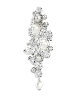 SWAROVSKI Constella Crystal & Faux Pearl Brooch - Silver
