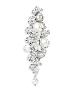 SWAROVSKI Constella Crystal & Faux Pearl Brooch - Silver