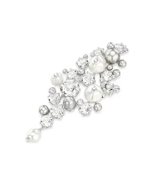 SWAROVSKI Constella Crystal & Faux Pearl Brooch - Silver