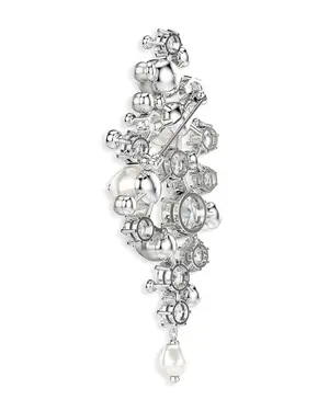 SWAROVSKI Constella Crystal & Faux Pearl Brooch - Silver