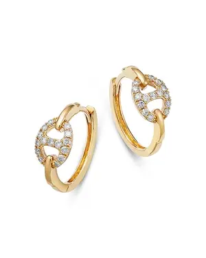 Bloomingdale'S Diamond Link Huggie Hoop Earrings - Yellow Gold