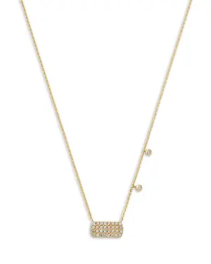 Bloomingdale'S Diamond Pave Rectangular Disc Pendant Necklace - Yellow Gold