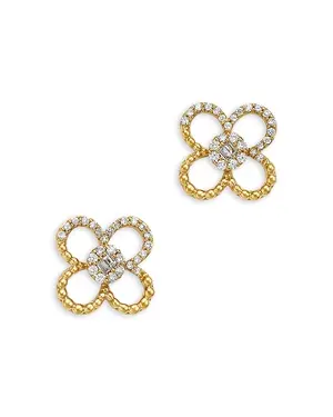 Bloomingdale'S Diamond Clover Stud Earrings - Yellow Gold