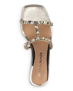 DONALD PLINER Griffon Kitten Heel Sandals - Platinum