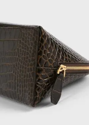 TOTÊME Small Croco-embossed Day Pouch - Dark Brown