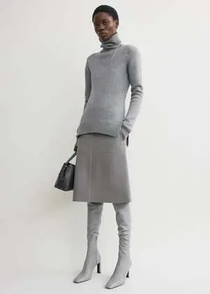 TOTEME High-neck Double Knit Sweater - Pale Grey Mélange