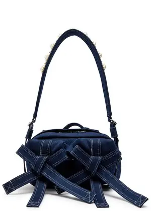 Simone Rocha Bow Embellished Denim Cross-body Bag