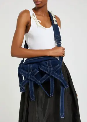 Simone Rocha Bow Embellished Denim Cross-body Bag