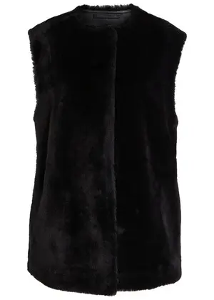 Women's Black Shearling Vests