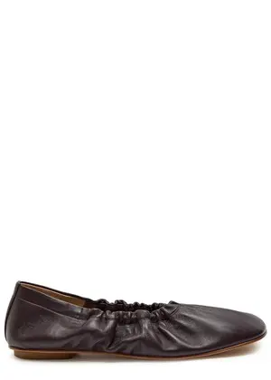 Le Monde Beryl Mica Gathered Leather Ballet Flats