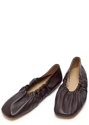 Le Monde Beryl Mica Gathered Leather Ballet Flats