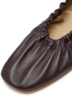 Le Monde Beryl Mica Gathered Leather Ballet Flats