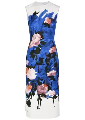 Erdem Floral-print Faille Midi Dress - Multi Floral