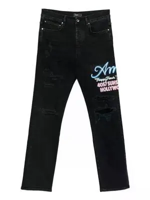 Amiri Embroidered Distressed Jeans