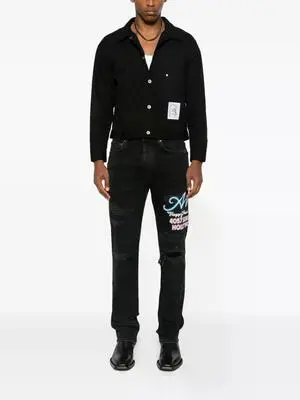 Amiri Embroidered Distressed Jeans