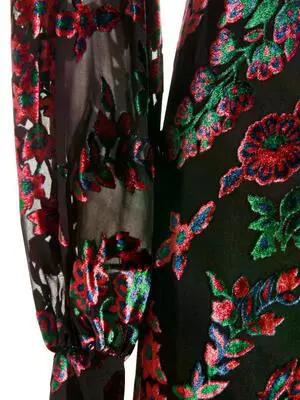 Etro Floral-velvet Maxi Dress - Blue