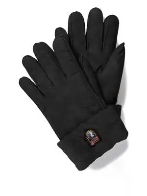 PARAJUMPERS Logo-patch Suede Gloves - Black