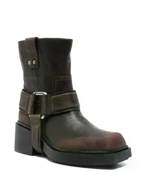 VIC MATIE 60mm Buckle-strap Leather Biker Boots - Brown