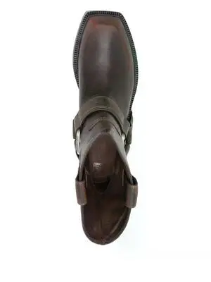 VIC MATIE 60mm Buckle-strap Leather Biker Boots - Brown