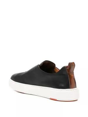 Santoni Tumbled Leather Slip-on Sneakers