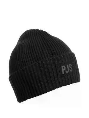 PARAJUMPERS Ribbed-logo Beanie - Black