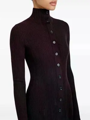 Proenza Schouler Ribbed Pleated Midi Day Dress - Red