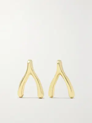 JENNIFER MEYER Mini Wishbone 18-karat Stud Earrings - Gold