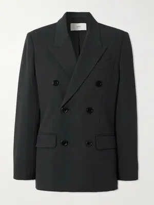AMI Paris Oversized Double-breasted Wool Blazer - Black