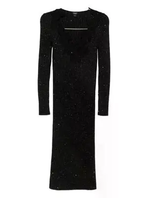 Giambattista Valli Embellished Ribbed-knit Dress - Black