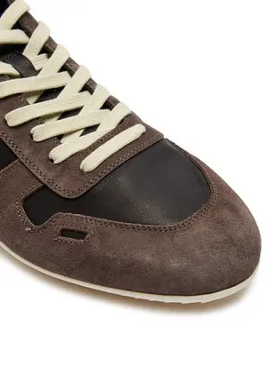 Rick Owens Panelled Suede And Leather Sneakers - Black